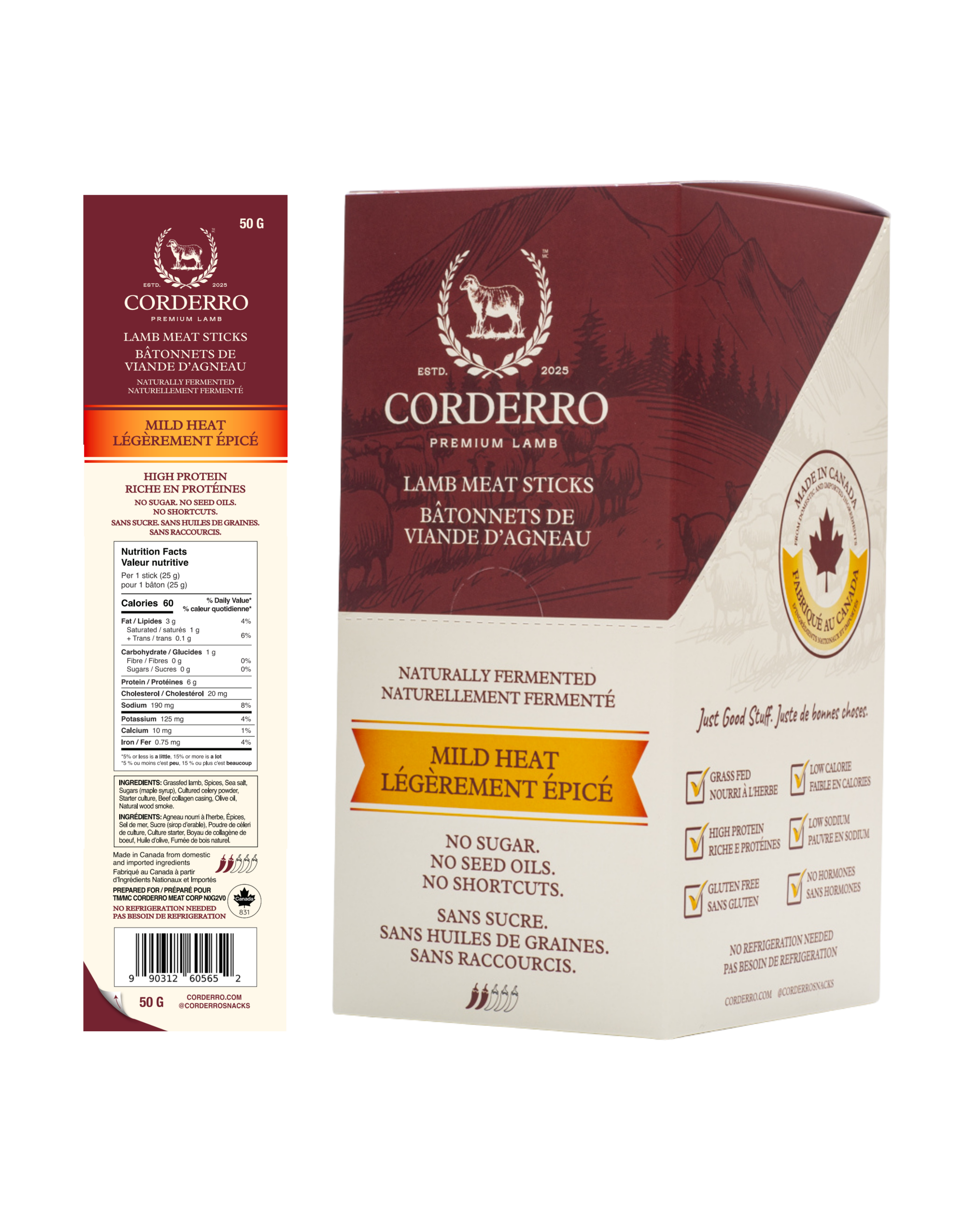 Mild Heat- Lamb Meat Sticks – Corderro Premium
